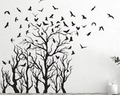 Tree and Flying Birds Wall Art Decor Tree With Birds Wall - Etsy