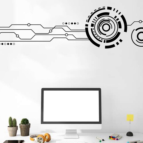 Circuit Board Wall Decal Technology Vinyl Wall Art Decals - Etsy