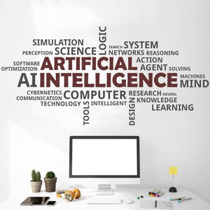 Artificial Intelligence Decal, Technology Vinyl Wall Art Decals, AI ...