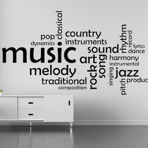 Music Wall Art Decal, Music Quotes Music Words Wall Decor, Music Wall ...