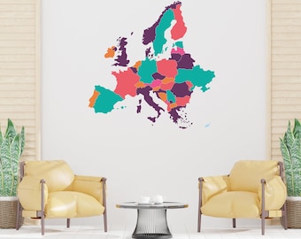 Europe Map Political Peel & Stick Removable Wall Decal - Etsy Australia