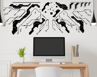 Circuit Board Wall Decal Technology Vinyl Wall Art Decals - Etsy