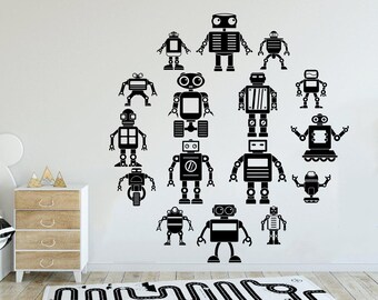 Cute Robot Wall Decal Cartoon Android Vinyl Sticker Machine - Etsy