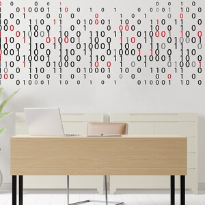 Binary Code Wall Decal, Technology Vinyl Wall Art Decals, Gamer Room ...