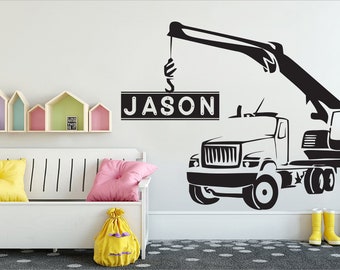 Personalized Name Construction Tower Crane Vinyl Wall Sticker - Etsy