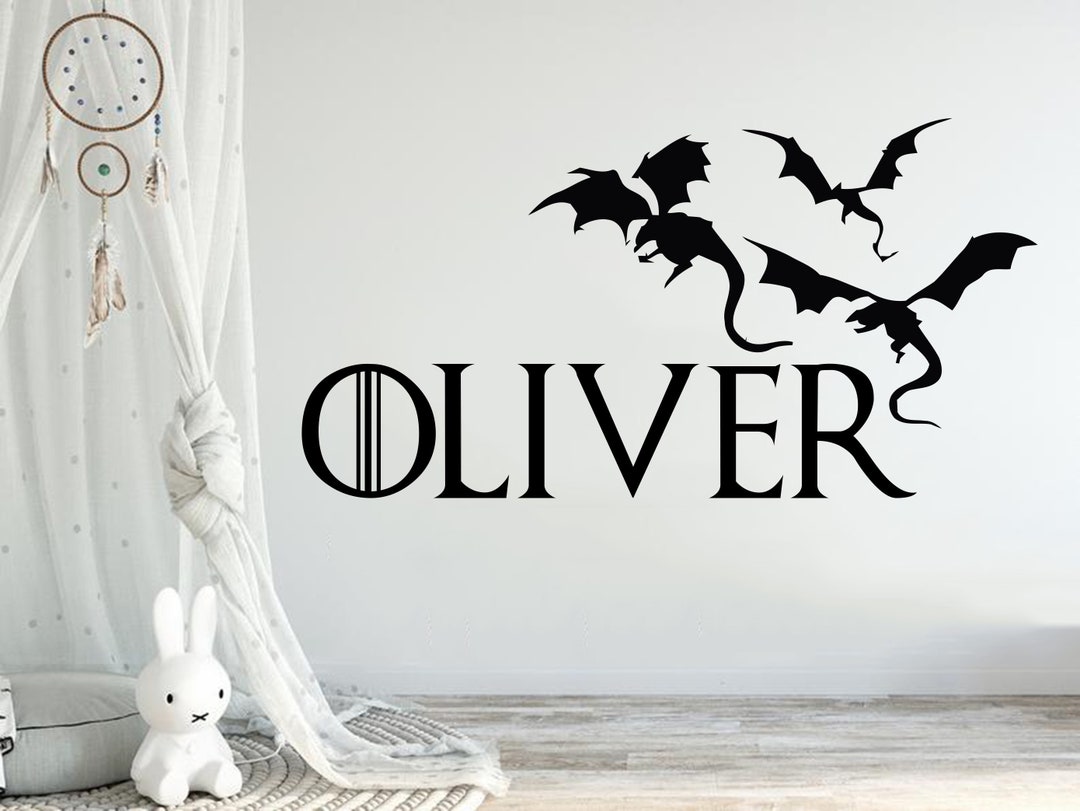 Custom Name Dragon Wall Decal Dragon Wall Decals Animals Wall Vinyl ...