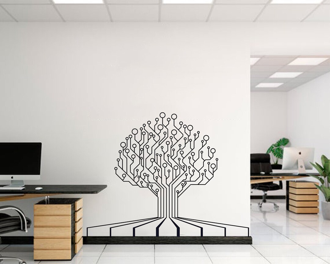 Circuit Board Wall Decal, Technology Vinyl Wall Art Decals, Gamer Room ...