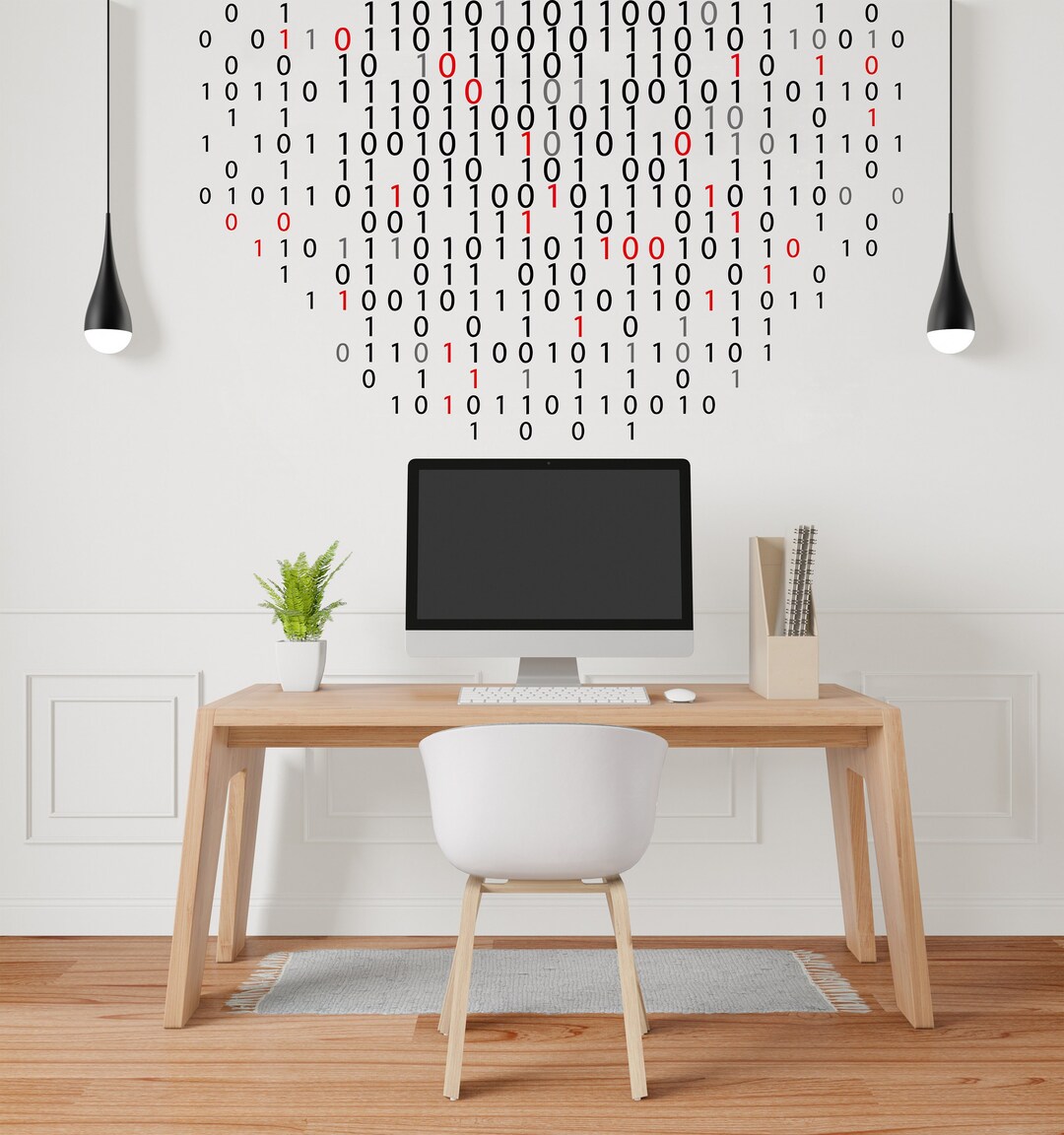Binary Code Wall Decal, Technology Vinyl Wall Art Decals, Gamer Room ...