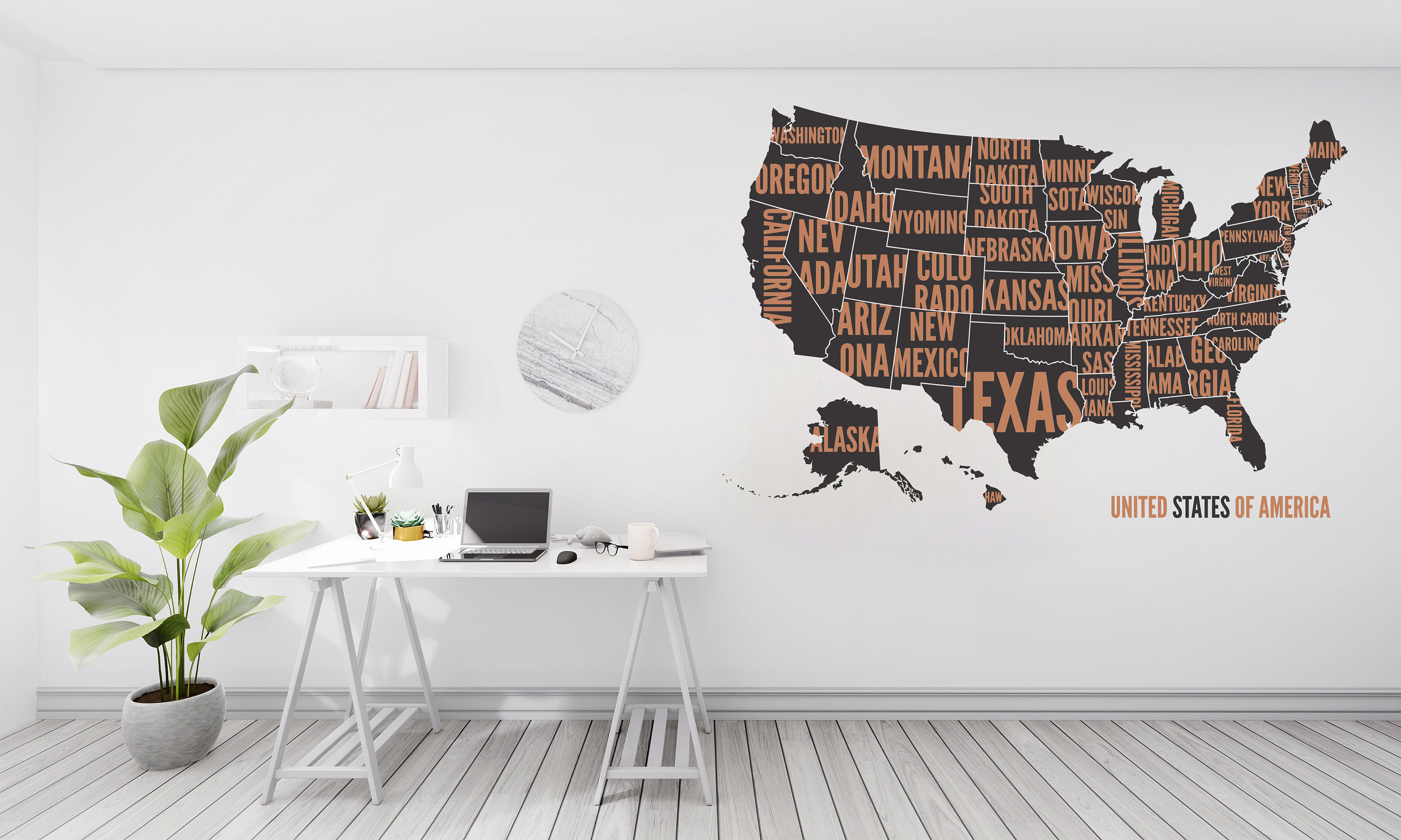 United States of America Map Wall Mural Decor USA Map Flag - Etsy
