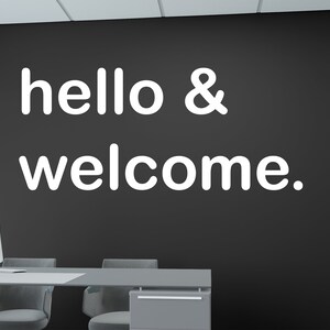 Hello Welcome Sign Office Wall Decal, Hello Decal, Office Wall Art ...