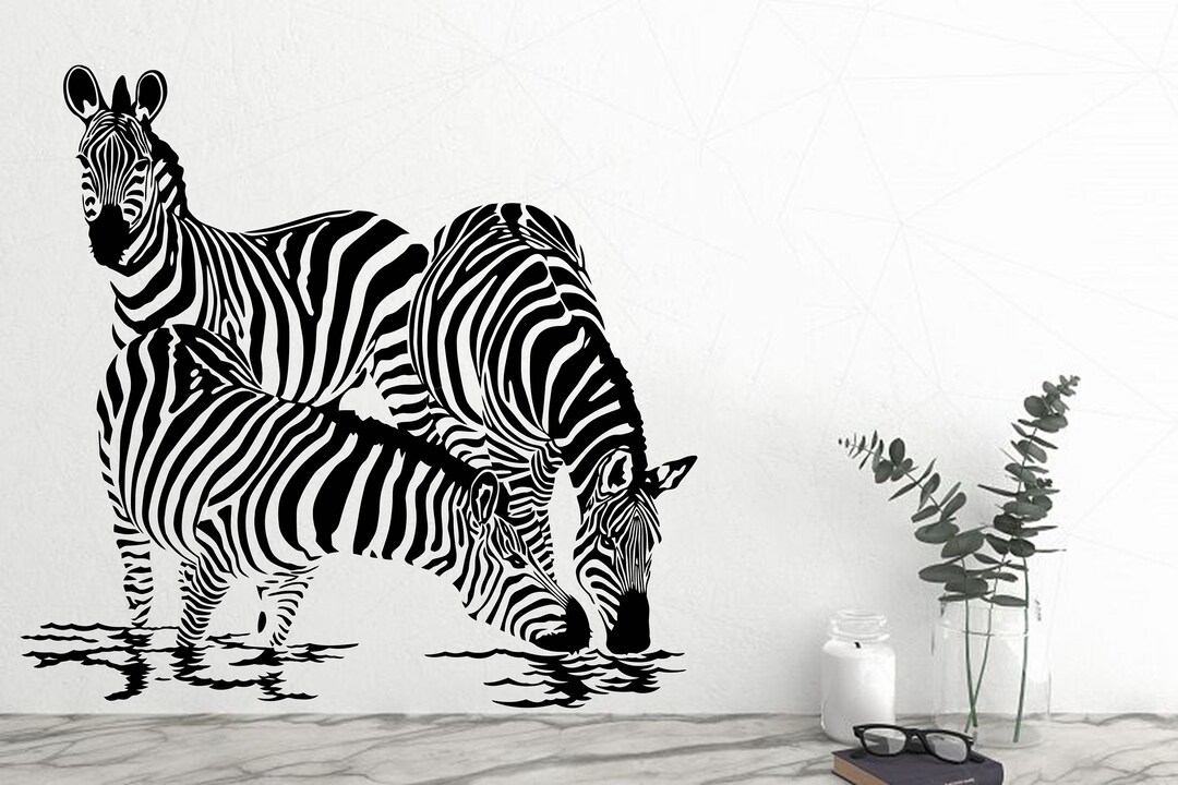 Zebra Wall Decor Zebra Wall Decals African Animal Safari Decal Zebra ...