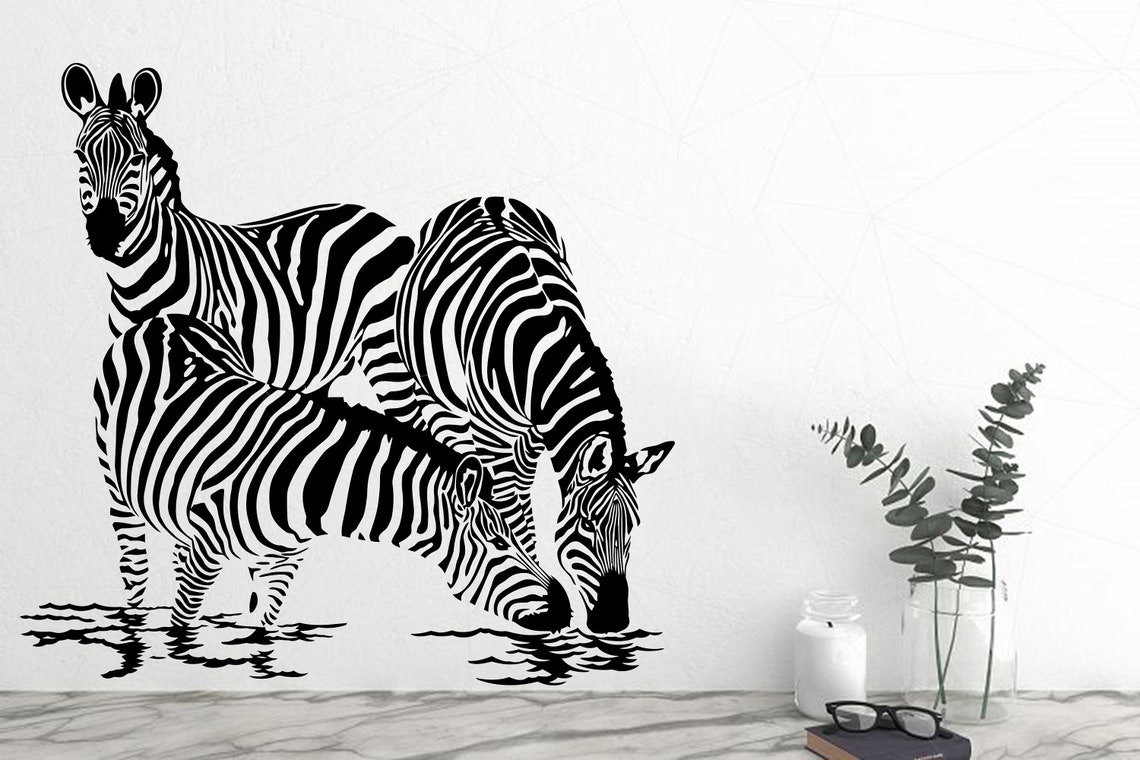 Zebra Wall Decor Zebra Wall Decals African Animal Safari Decal | Etsy