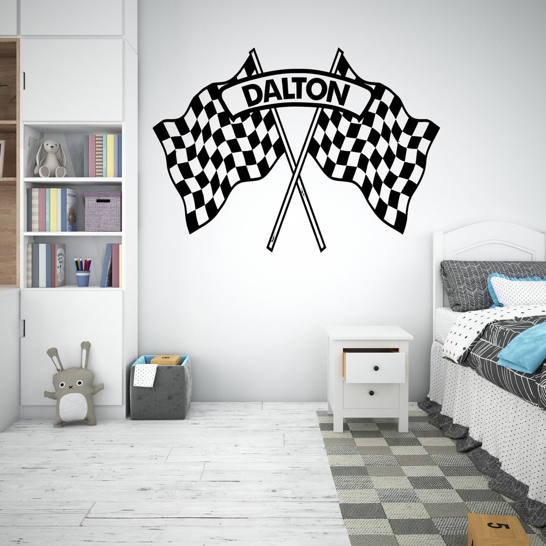 Race Flag Wall Vinyl Decal Home Decor Art Sticker Sports Racing Car ...