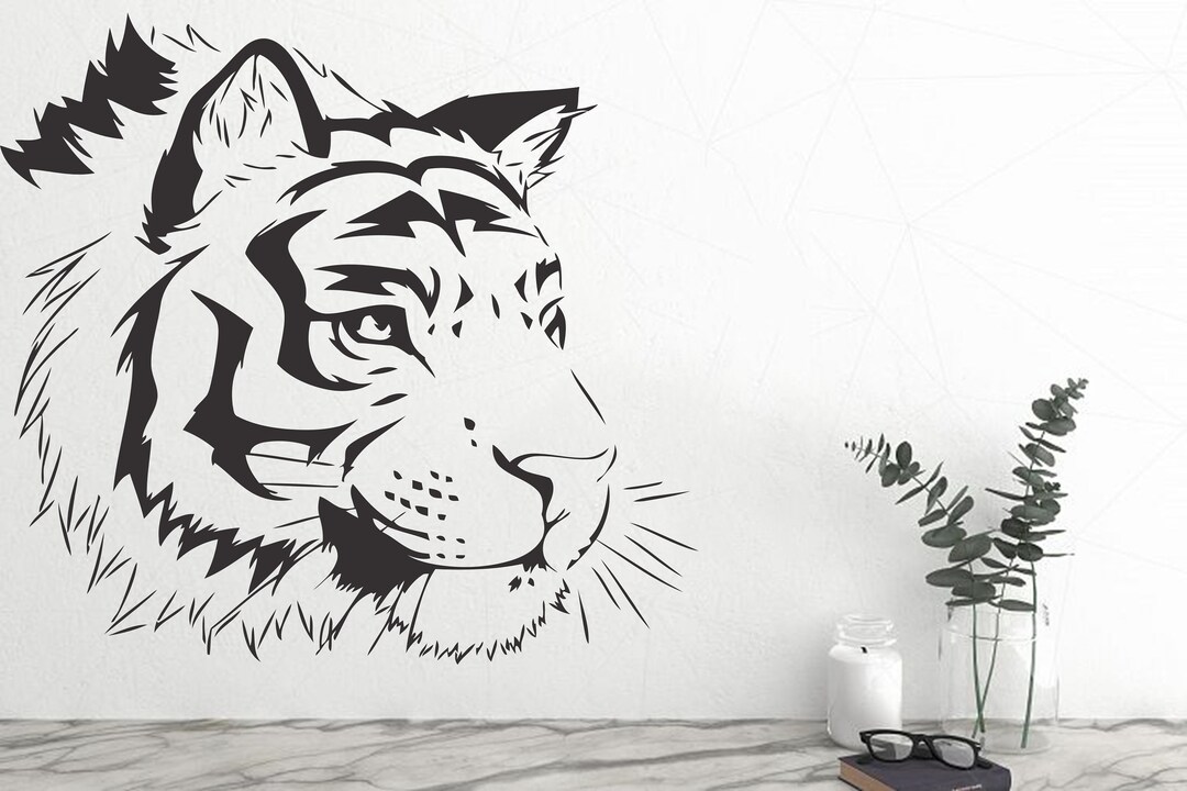 Tiger Face Wall Decals Animals Wall Vinyl Tiger Wall Art Stickers Big ...