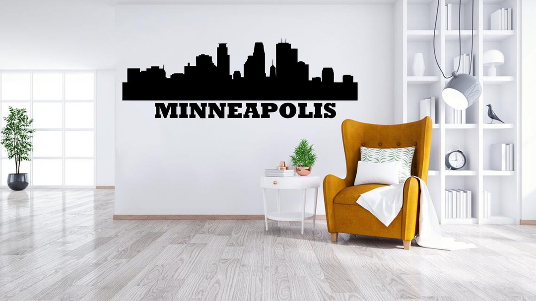 Minneapolis City Skyline Wall Decal Vinyl Sticker City Minneapolis ...