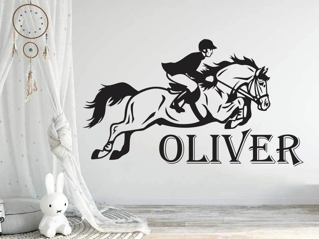 Personalized Horse Rider Name Decor Horse Riding Vinyl Decal - Etsy