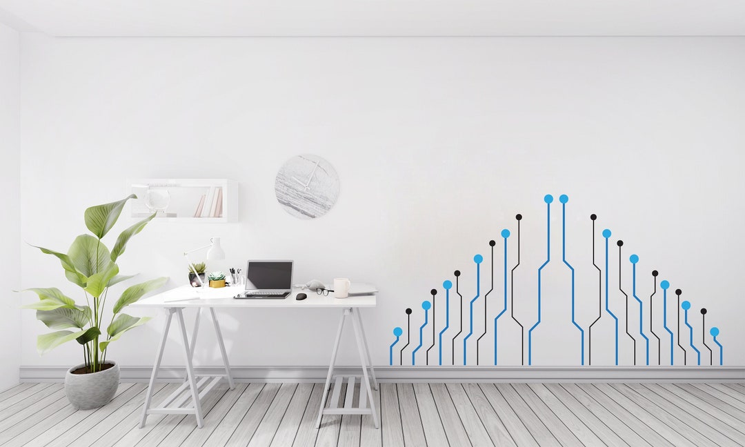 Circuit Board Wall Decal, Technology Vinyl Wall Art Decals, Gamer Room ...
