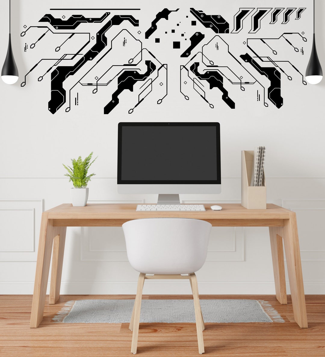 Circuit Board Wall Decal, Technology Vinyl Wall Art Decals, Gamer Room ...