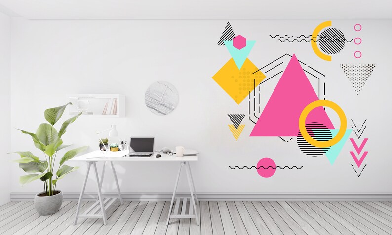 Geometric Abstract Vinyl Wall Art Decals Office Wall Art | Etsy