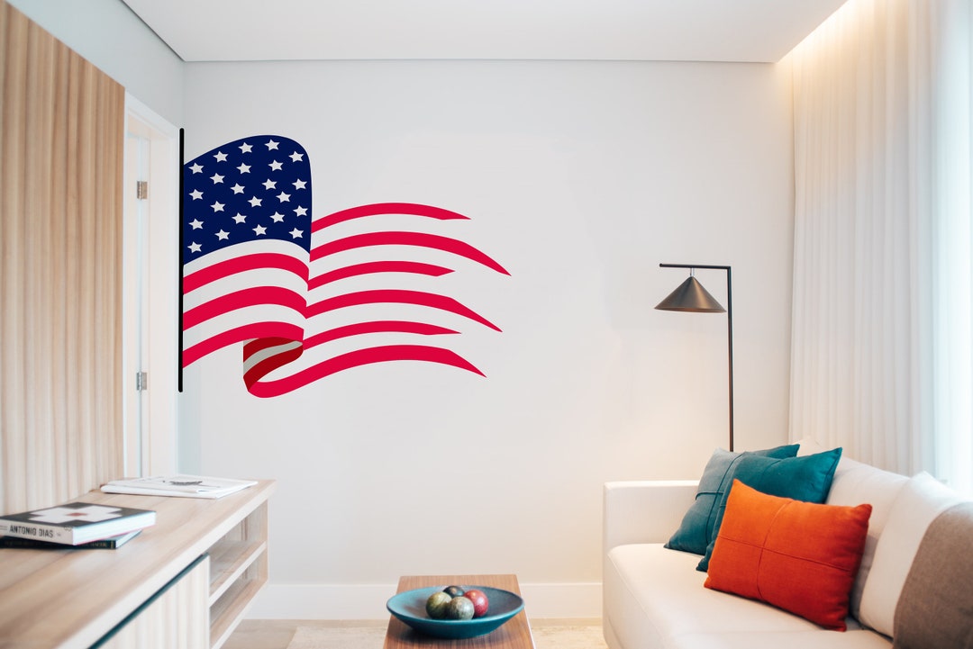 American Flag Decal, USA Flag Wall Decal, American Flag Sticker, Large ...