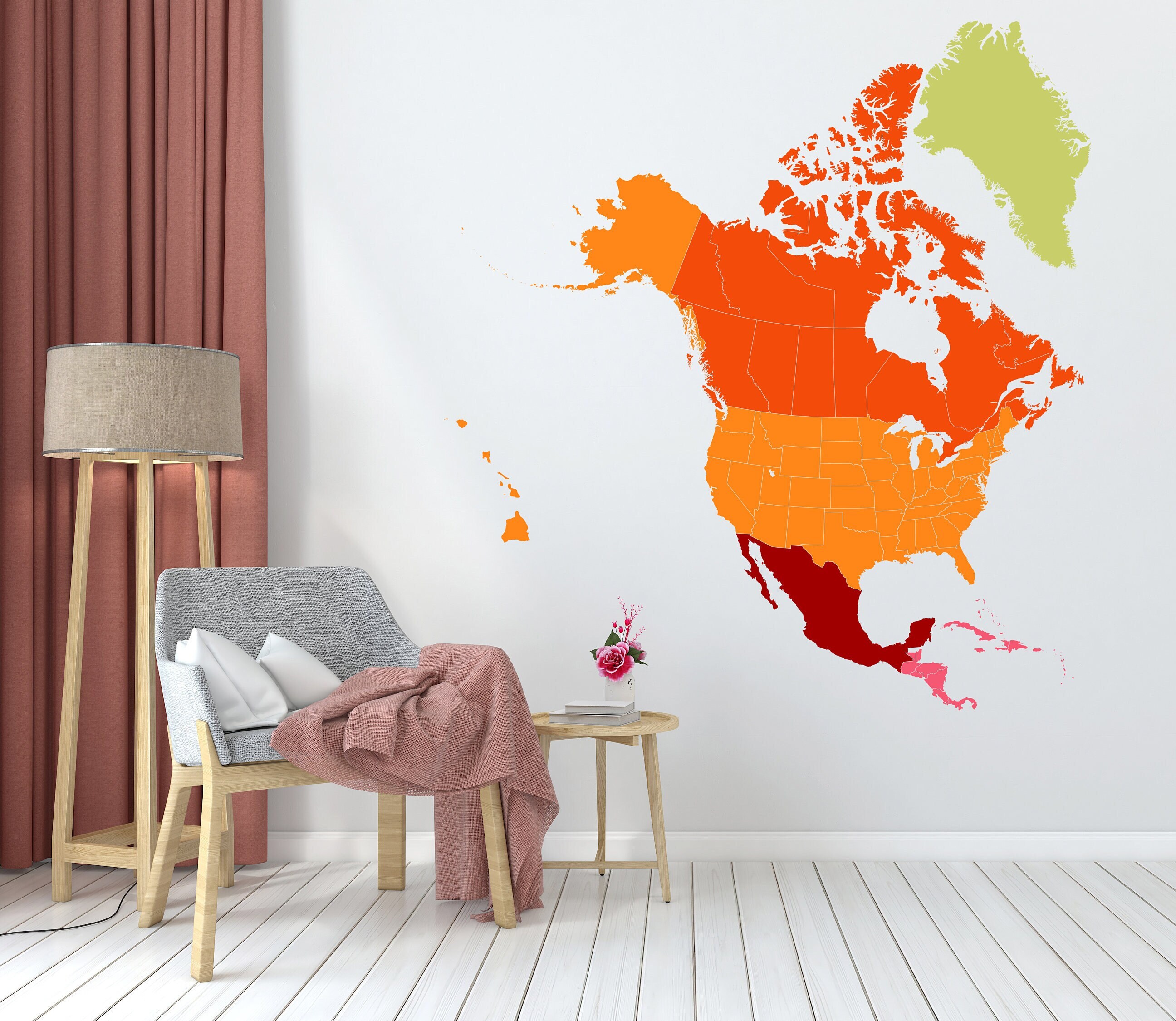 North America Continent Wall Vinyl Decal North America Map - Etsy