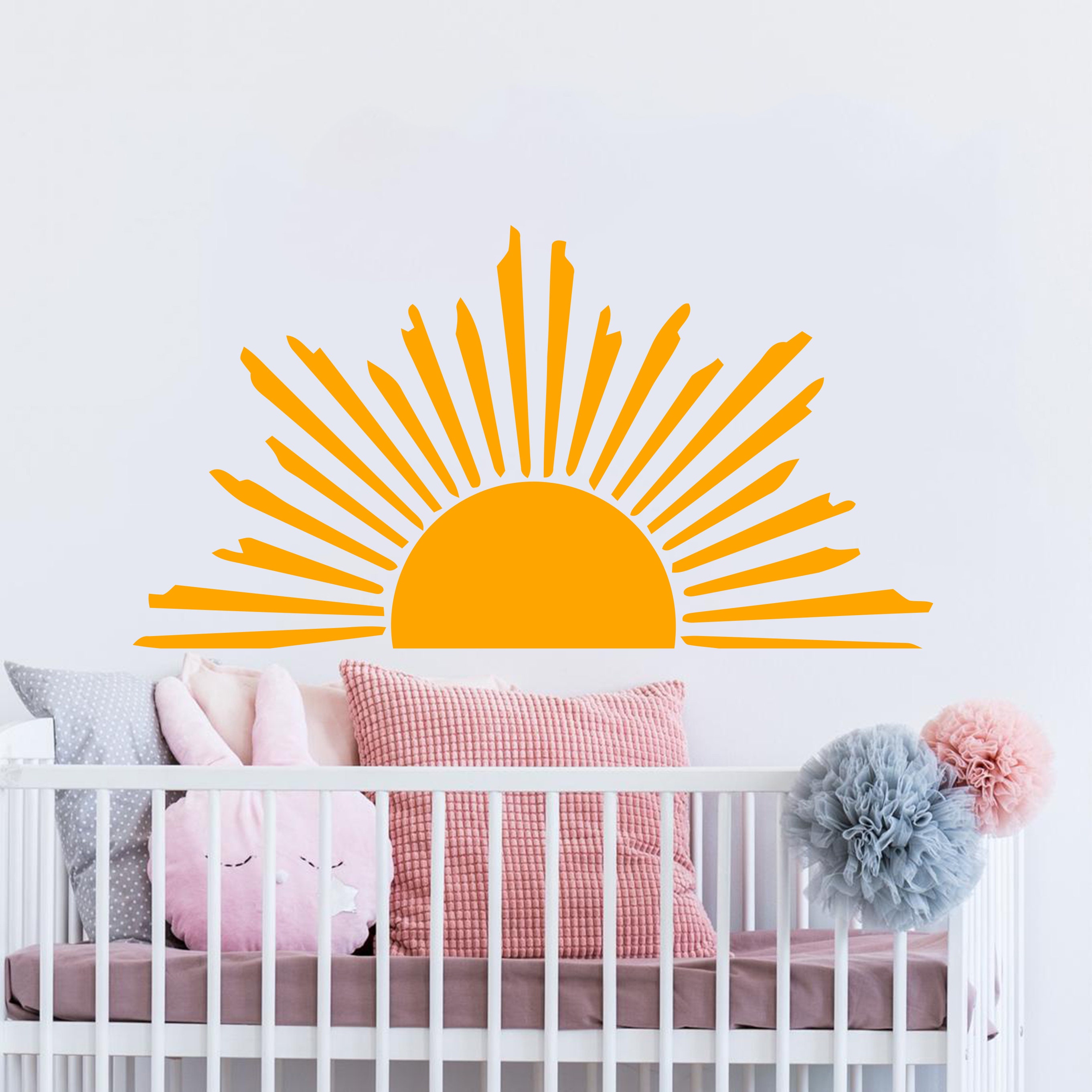 Sun Wall Decal Vinyl Sunset Decals Sunshine Wall Decal Half - Etsy