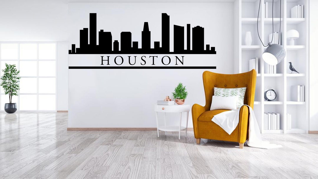 Houston City Skyline Wall Decal Vinyl Sticker City Houston Texas Wall ...