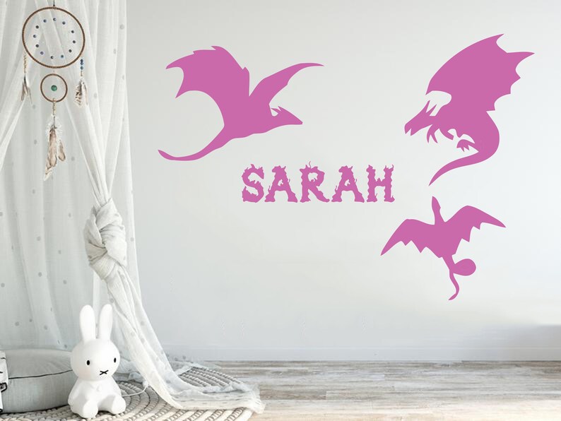 Custom Name Dragon Vinyl Wall Decal Personalized Decals - Etsy