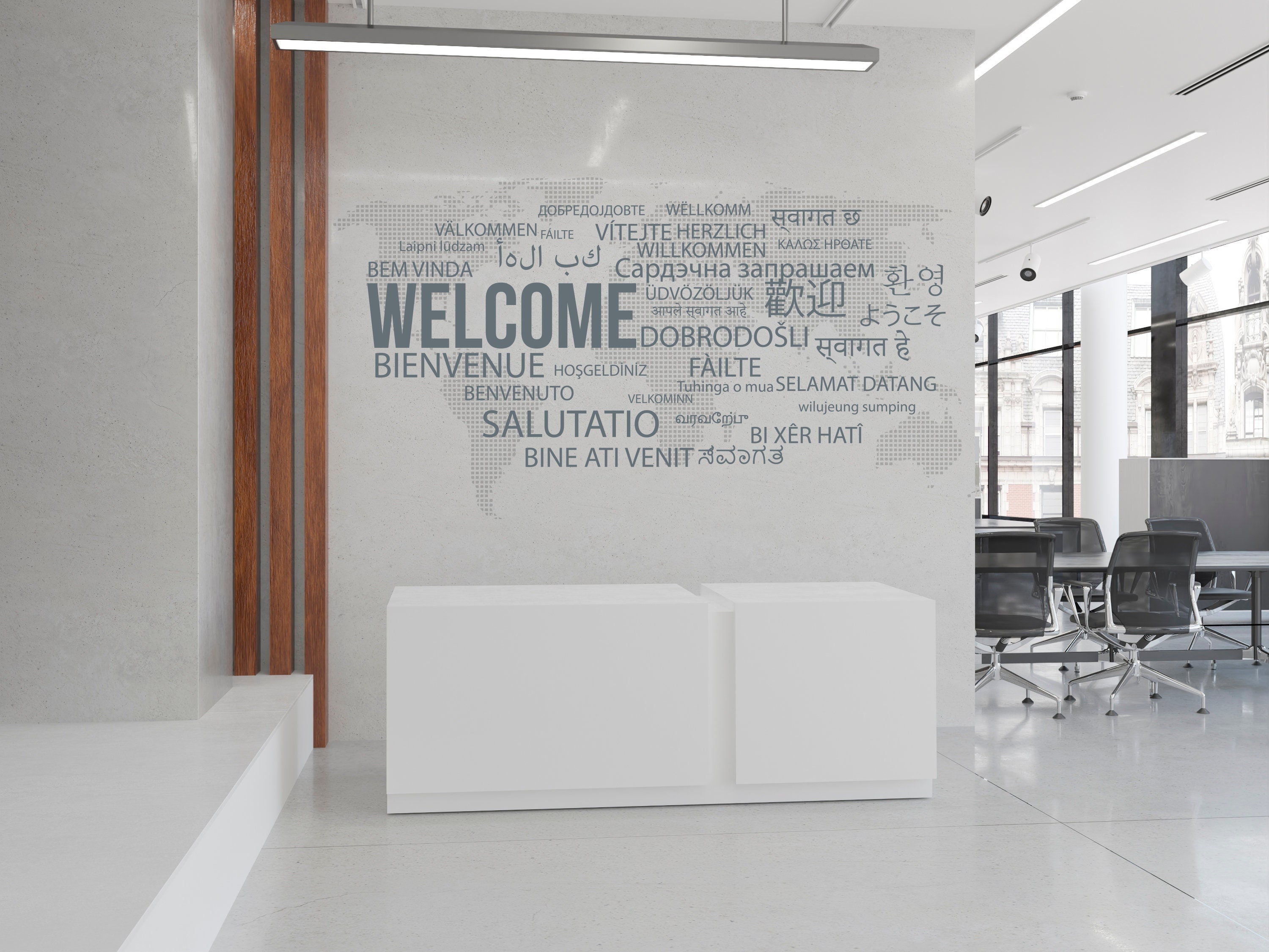 Welcome in Many Languages Sign Office Wall Decal Office Wall - Etsy
