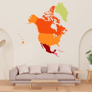 North America Continent Wall Vinyl Decal North America Map - Etsy