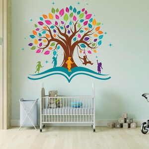 Tree Book Kids Wall Art Decal, Library Wall Decal, Education Decals ...