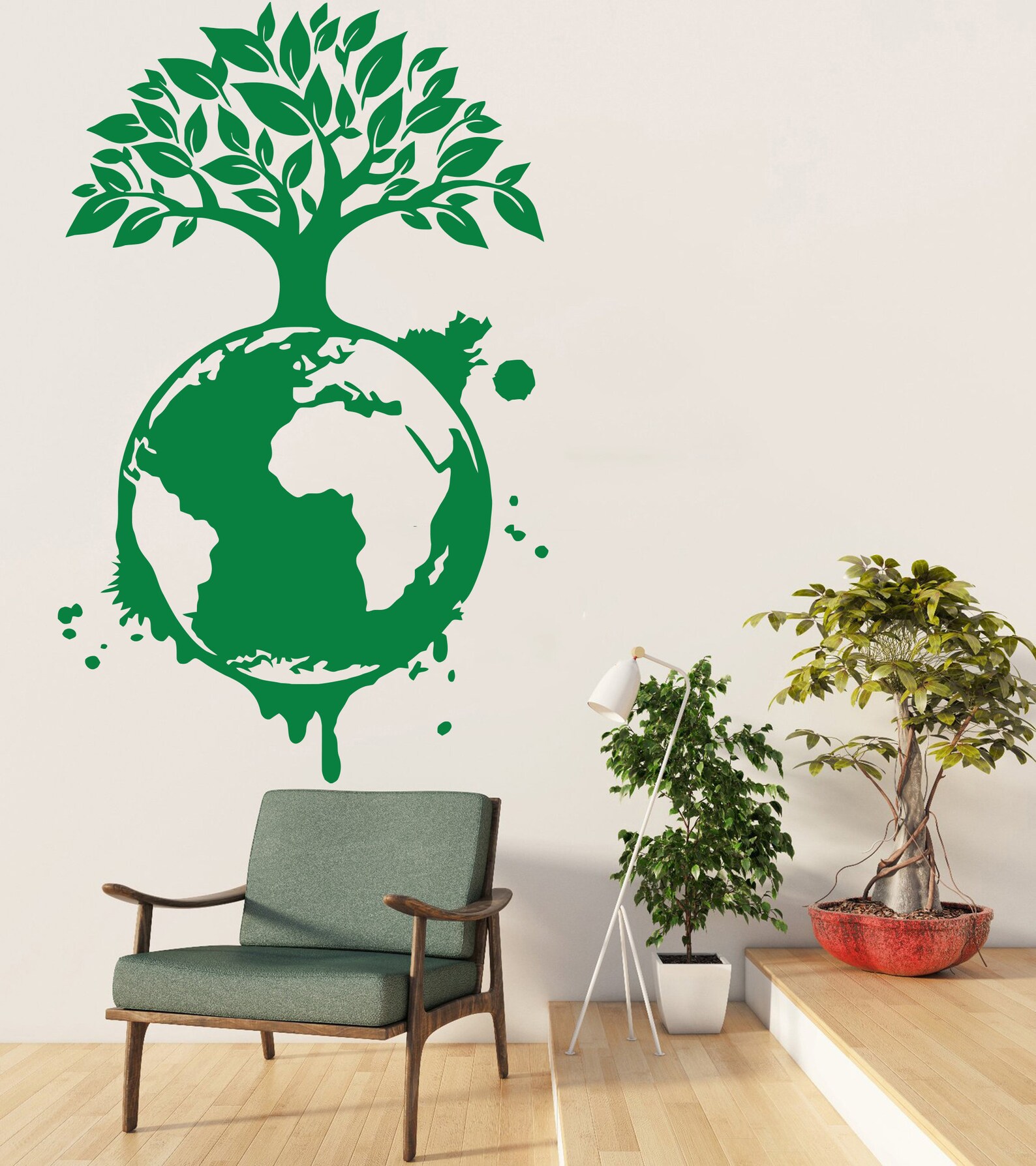 Environment Tree and Earth Mural Ecology Wall Decal - Etsy
