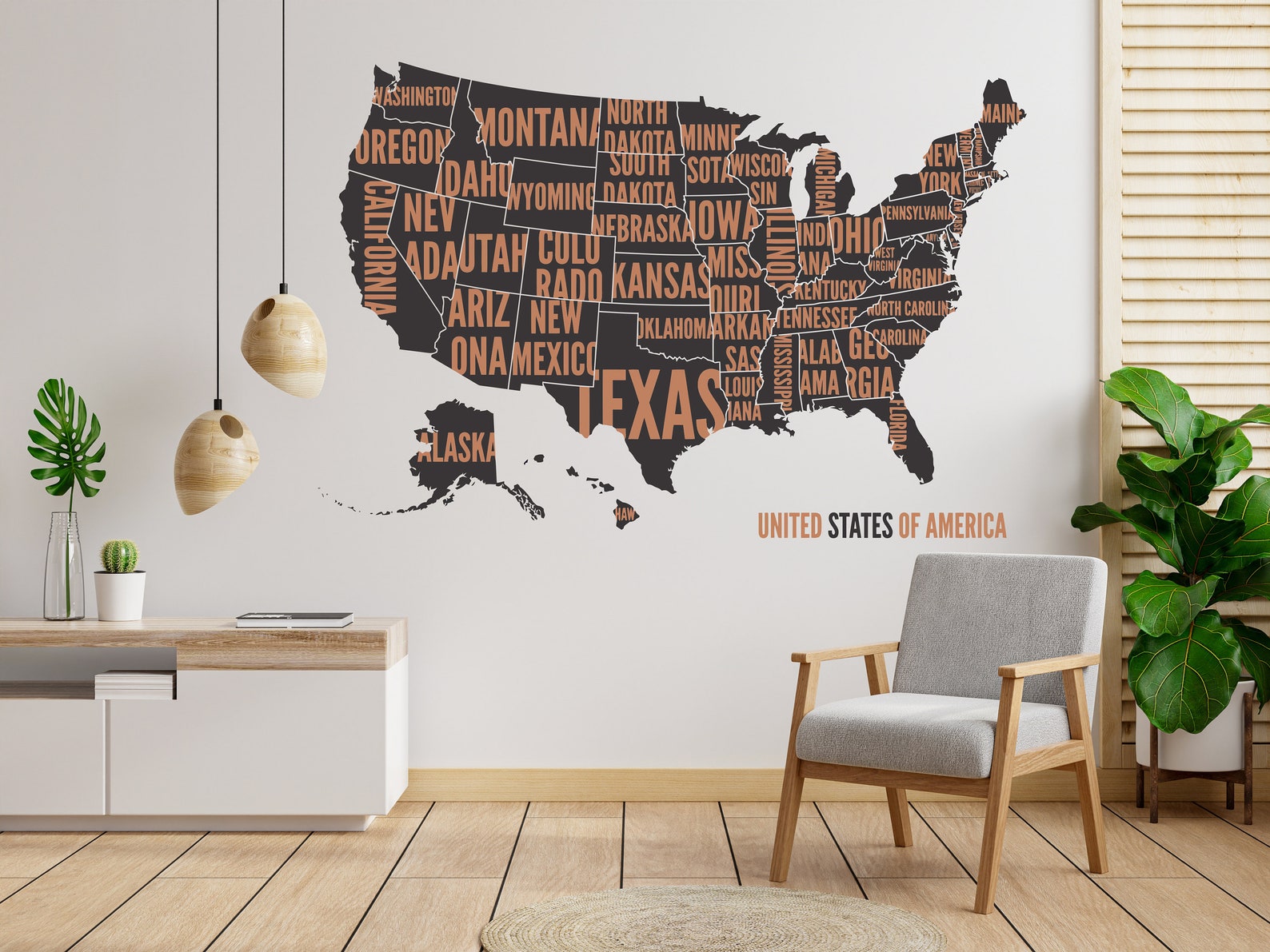 United States of America Map Wall Mural Decor USA Map Flag - Etsy