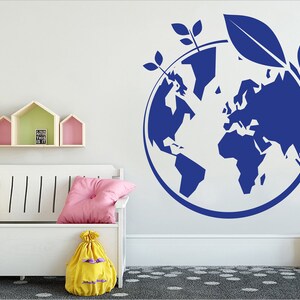 Planet Earth Wall Decal World Globe Vinyl Sticker Ecology Wall Decal ...