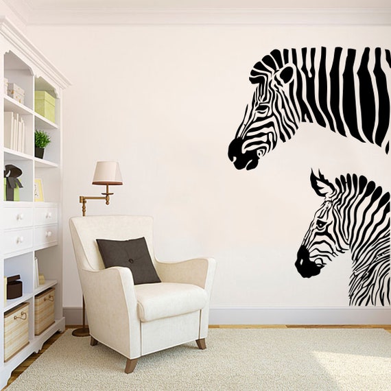 Zebra Wall Decals Zebra Wall Sticker African Animal Safari | Etsy