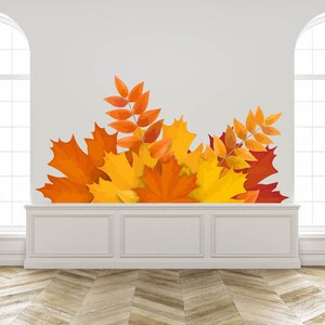 Autumn Falling Leaves Nature Decor, Bouquet Autumn Leaf's Wall Vinyl ...