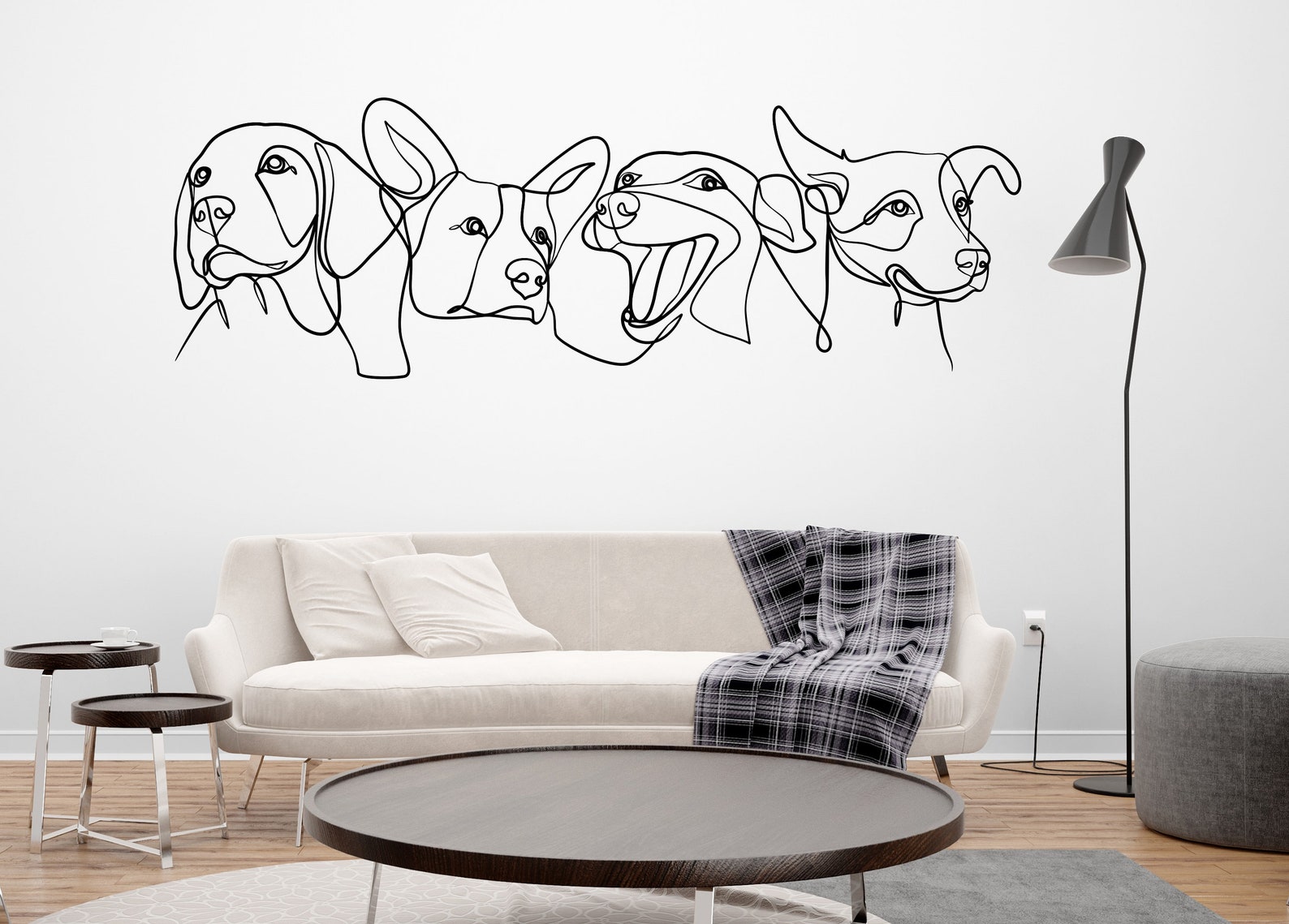 Dogs Line Art Wall Decal, Grooming Wall Decor, Veterinary Decals, Pet ...