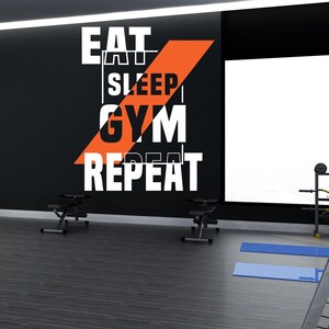Eat Sleep Gym Repeat Gym Wall Decal Fitness Decor Workout Art Vinyl Gym ...