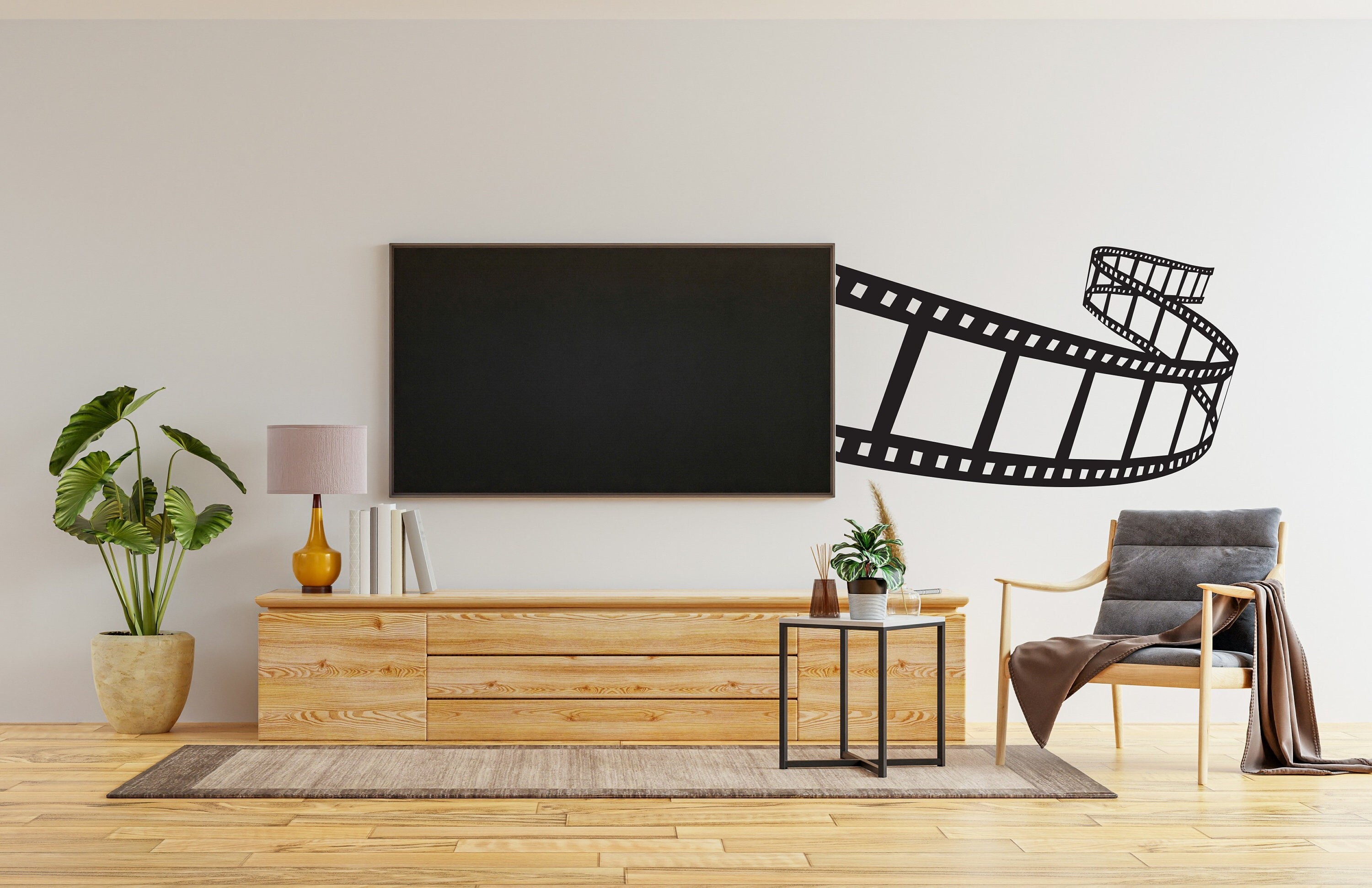 Wall Sticker Tv Red Leaf TV Wall Decor Sticker, Bedroom Livingroom