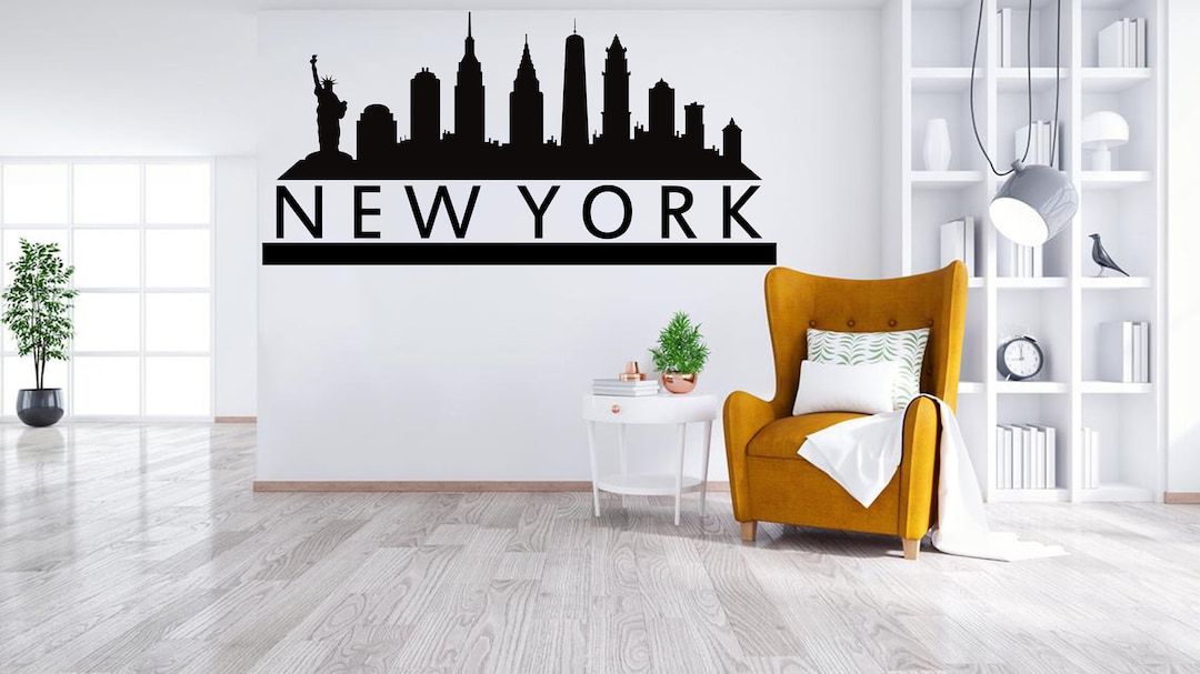 New York City Skyline Wall Decal Vinyl Sticker City New York Wall Decal ...