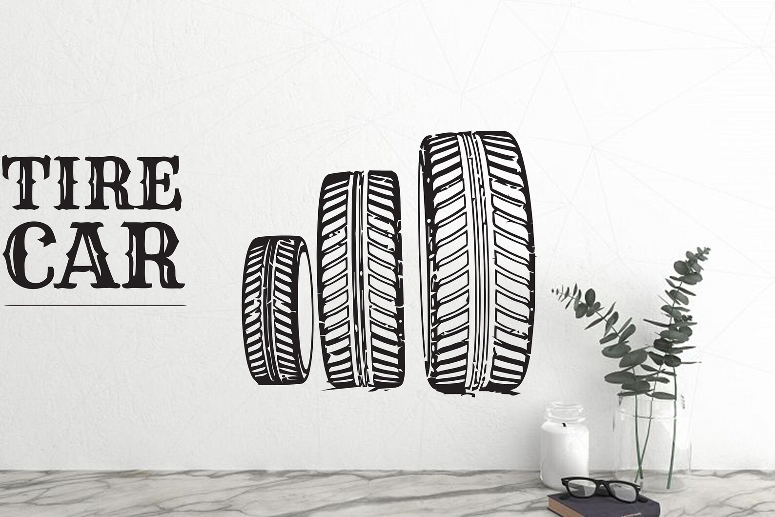 Tire Car Decals Wheels Wall Decal Tires Wall Vinyl Sticker - Etsy