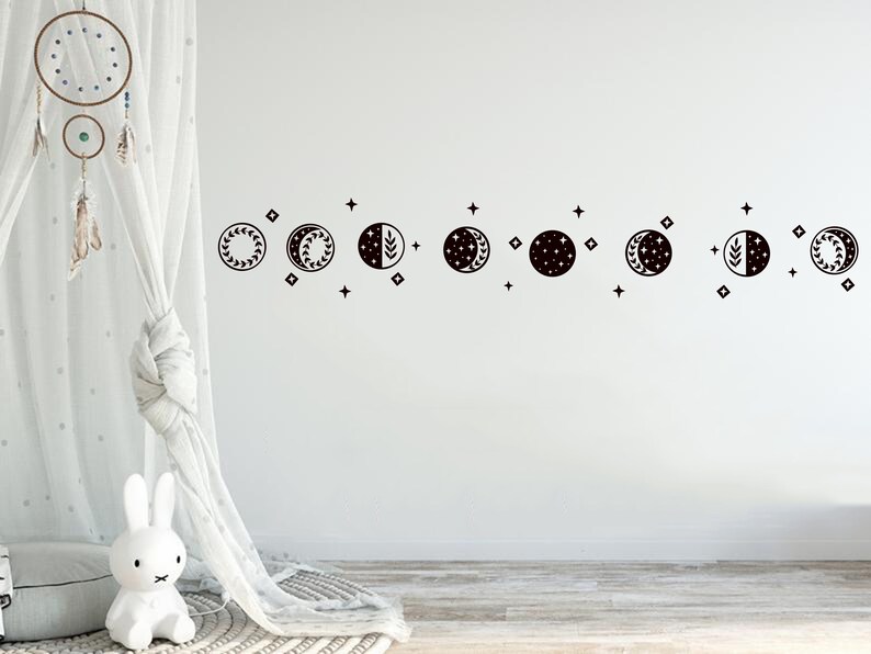 Moon Phases Wall Decal Moon Phase Decor Astronomy Decal - Etsy