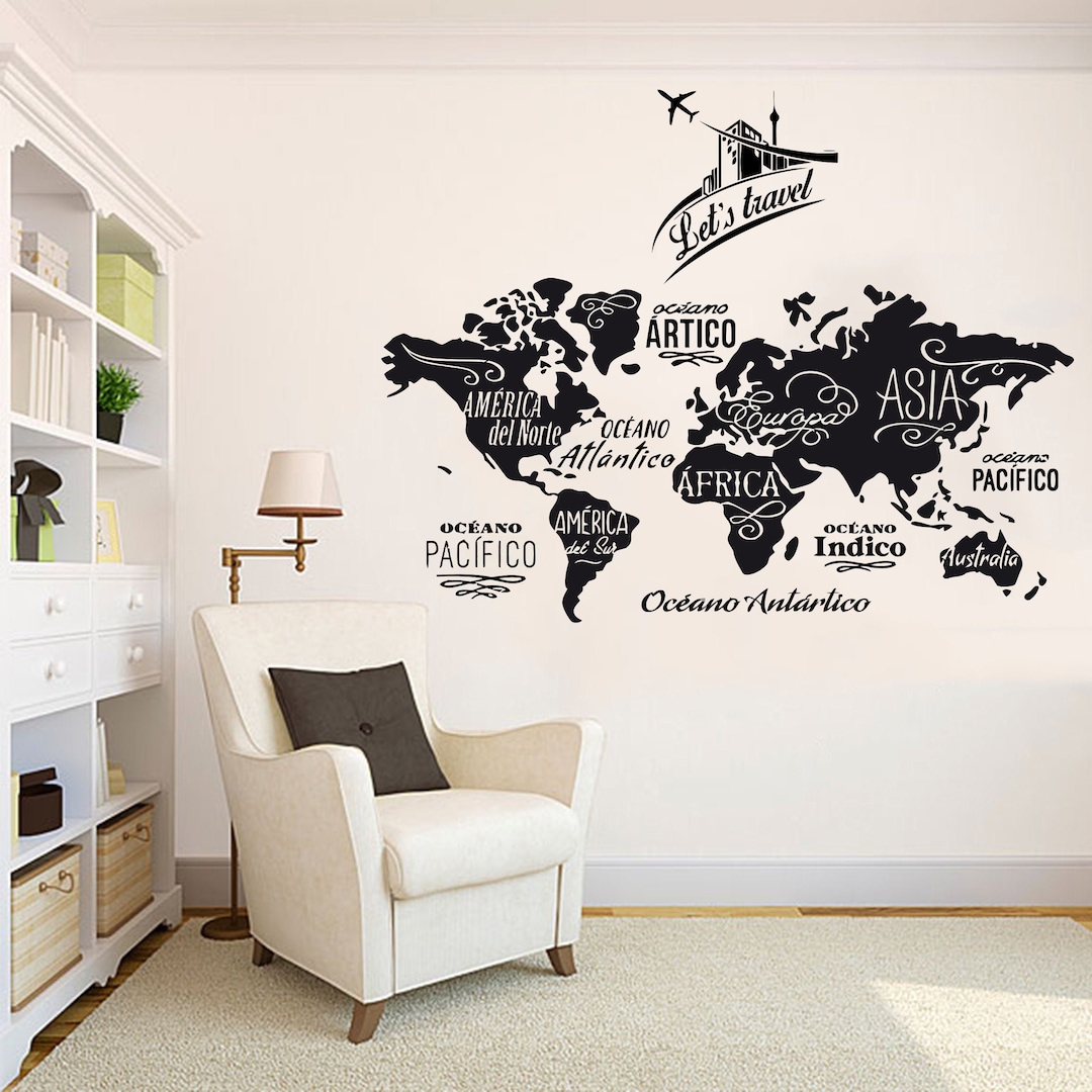 World Map Wall Decor Decoración de agencia de viajes World Map Wall ...