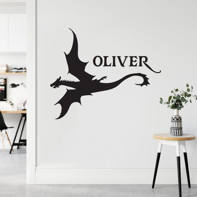 Personalized Name Dragon Vinyl Decal Dragon Wall Decal Animals | Etsy