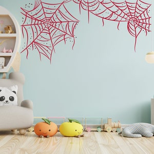 Spider Web Wall Decal Halloween Funny Scary Vinyl Art Decor Spider Web ...