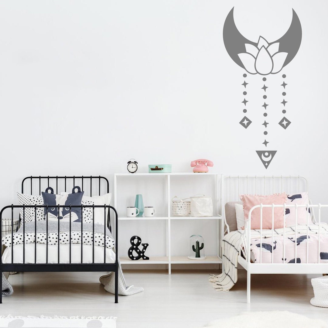 Crescent Moon Decor - Moon Floral Wall Decal - Astronomy Decal - Moon ...