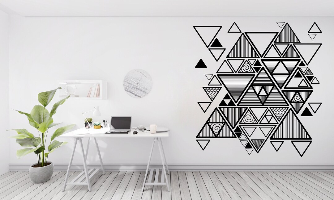 Triangle Abstract Vinyl Wall Art Decals, Office Wall Decor, Triangles ...