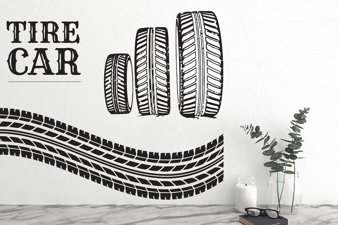 Tire Track Decals Wheels Wall Decal Tires Wall Vinyl Sticker Garage ...