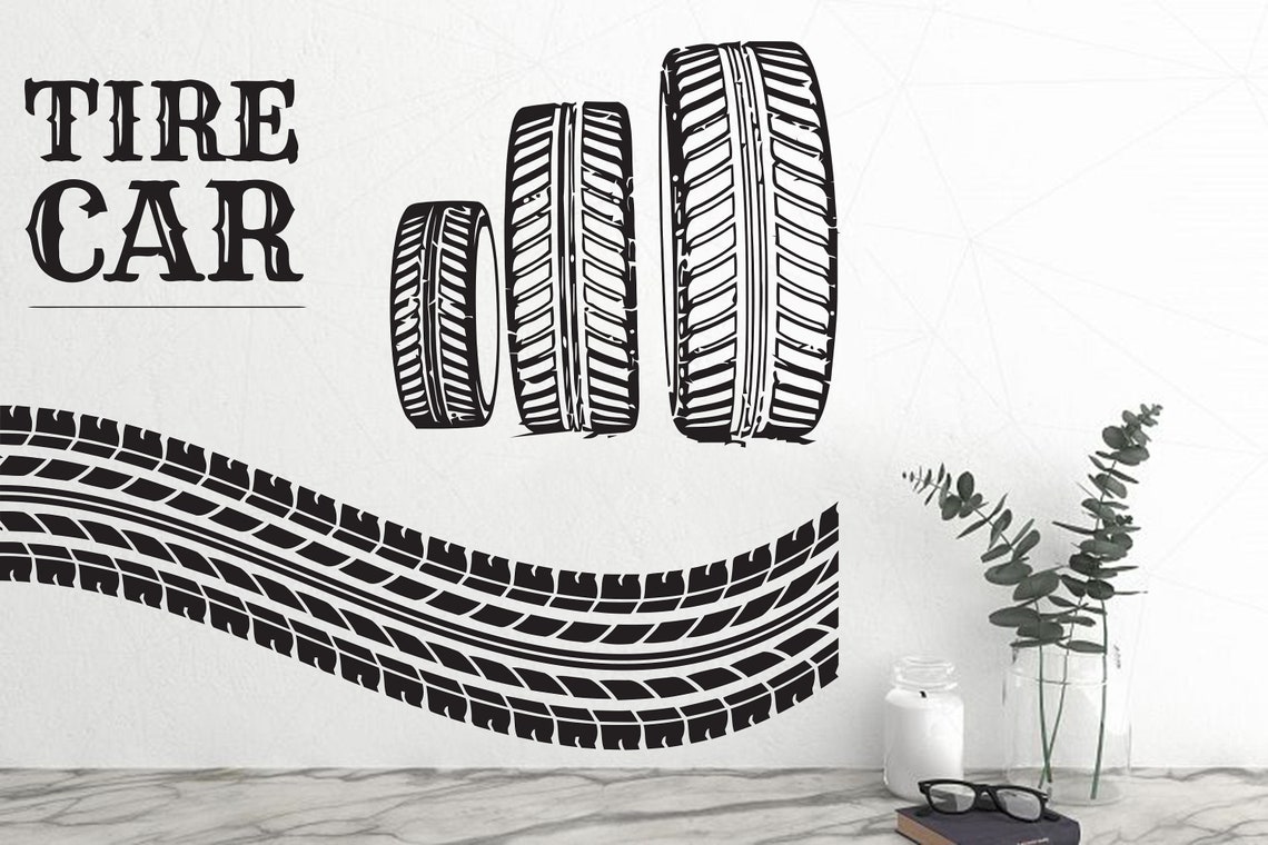Tire Track Decals Wheels Wall Decal Tires Wall Vinyl Sticker - Etsy