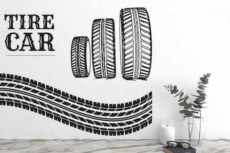 Tire Track Decals Wheels Wall Decal Tires Wall Vinyl Sticker - Etsy